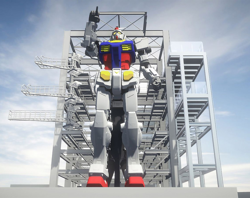 Life Sized Gundam RX 78 2 Robot In Japan Points To The Sky And Moves Life Sized Gundam RX 78 2 Robot In Japan Points To The Sky And Moves